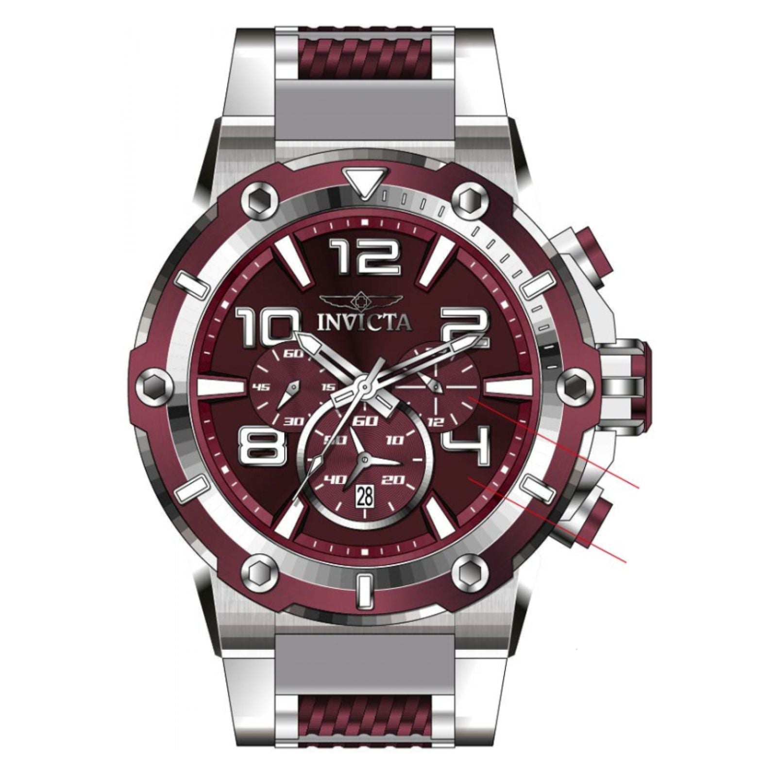 RELOJ DEPORTIVO PARA HOMBRE INVICTA SPEEDWAY 40893 - ROJO, ACERO ...